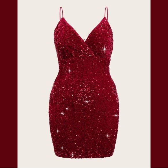 SHEIN | Dresses | Red Sequin Cami Dress Curvy | Poshmark